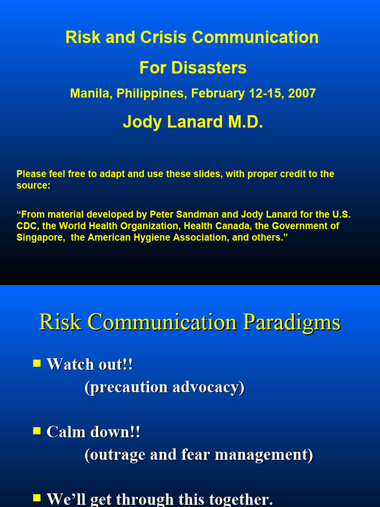 Risk and Crisis Communication For Disasters | PDF | Avian Influenza | Risk