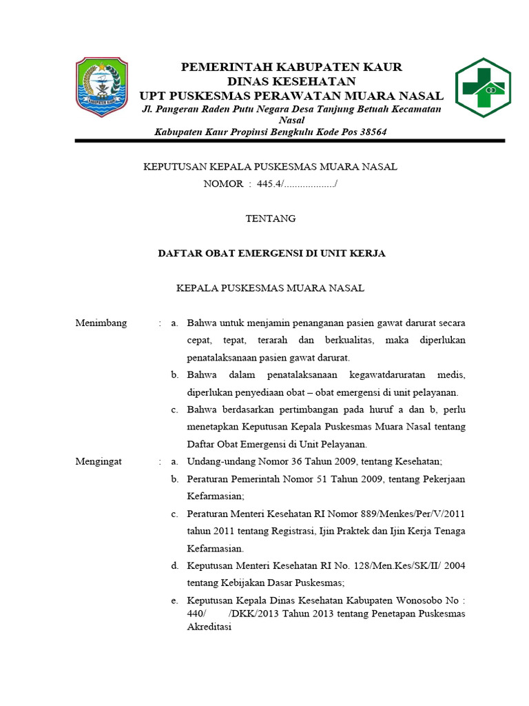 SK Daftar Obat Emergensi | PDF