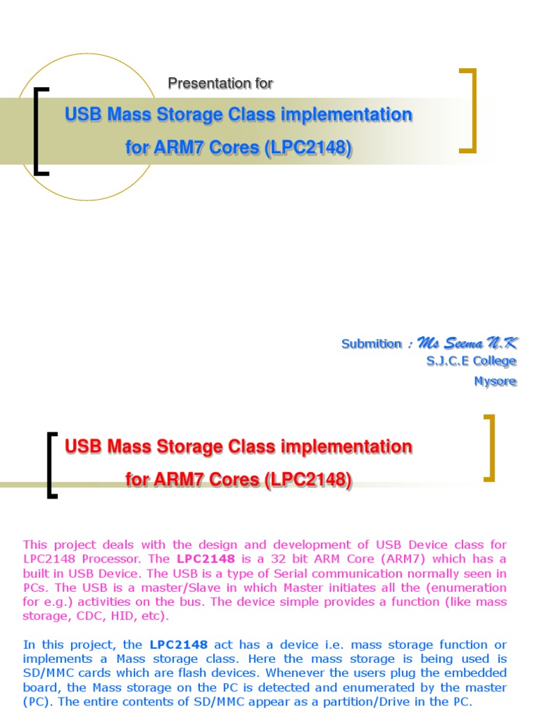 USB Mass Storage Implmnt ARM7 Cores | PDF | Secure Digital | Usb