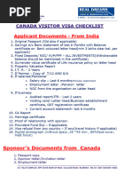 Canada Visitor Visa Checklist Updated | PDF
