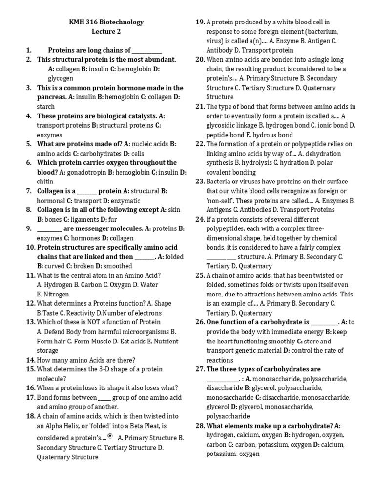 Worksheet Biomolecules | PDF | Proteins | Polysaccharide