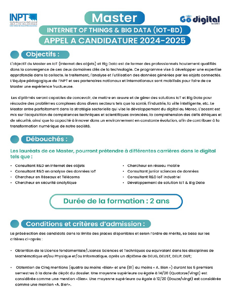 Avis Concours Master IOT BD 2024 2025 | PDF Avis Concours Master IOT BD 2024 2025 | PDF