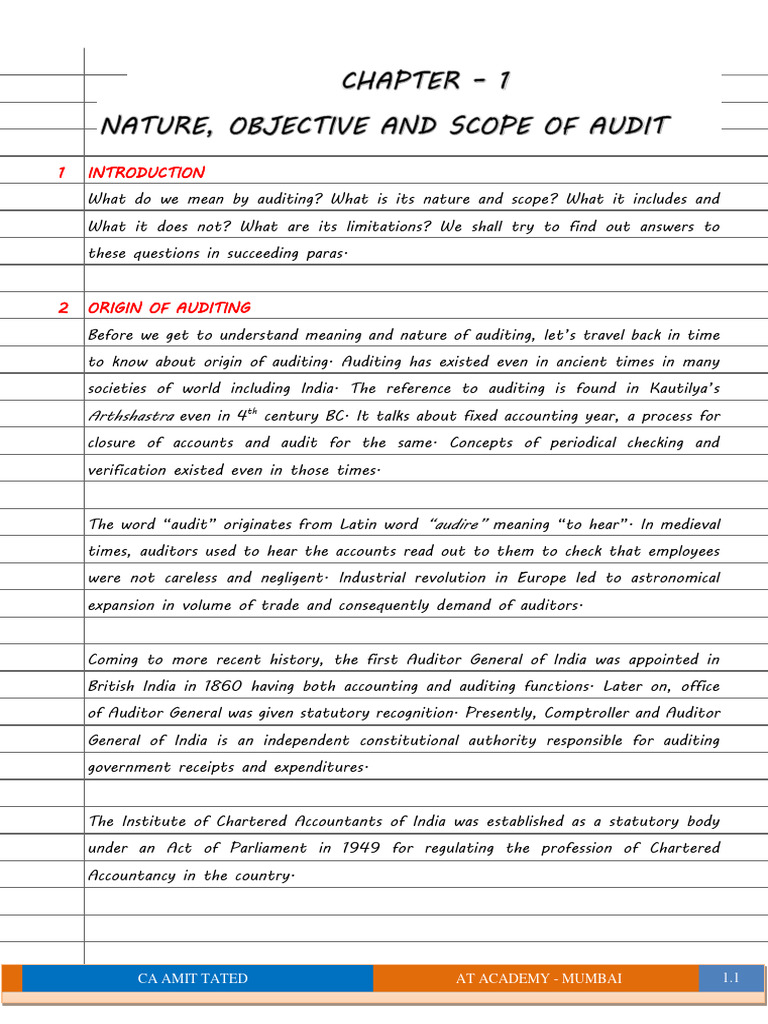 Inter Audit (Chp. 1 & Chp. 2) | PDF | Audit | Financial Audit
