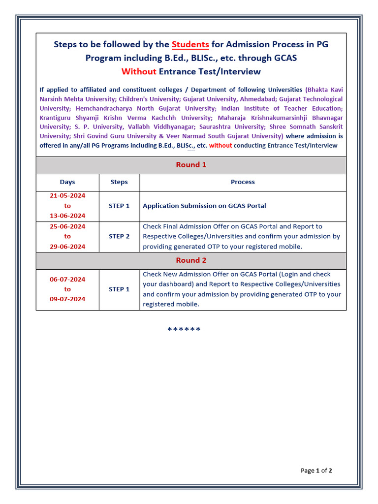 PG Extended Student Timeline | PDF