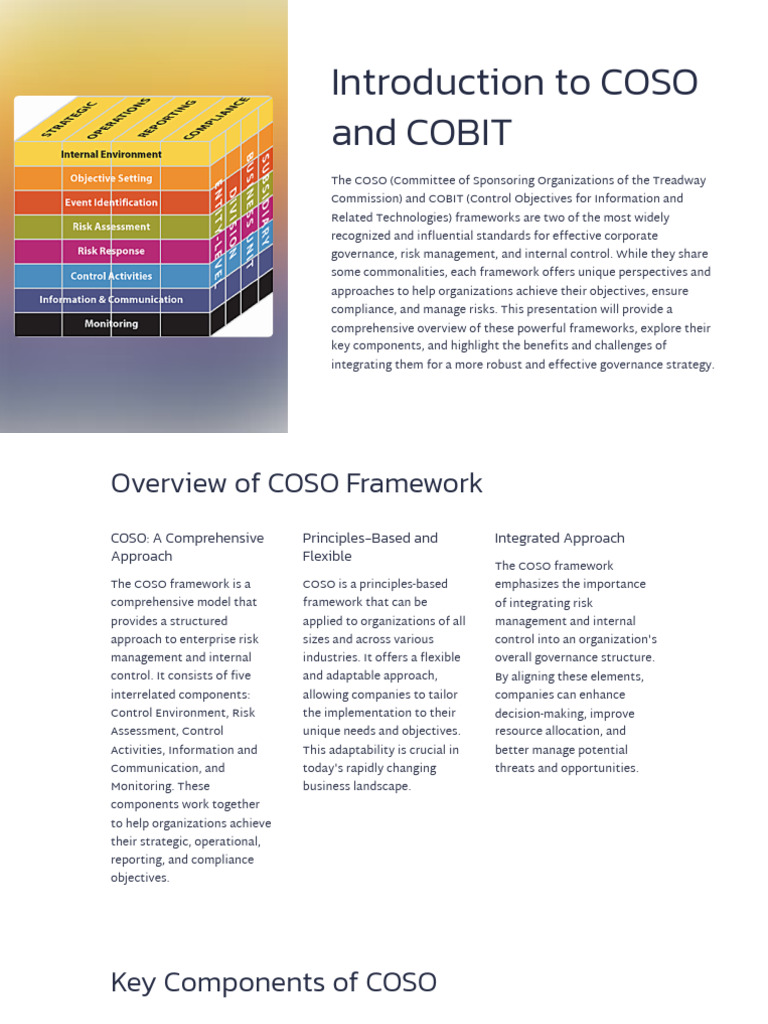COSO and COBIT Framework Overview | PDF | Governance | Business