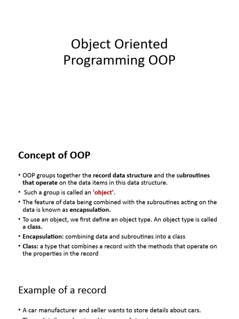 Object Oriented Programming Oop Autosaved Download Free Pdf Class Computer Programming