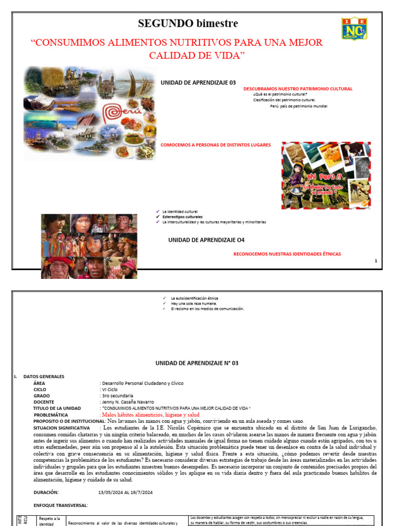 SEGUNDO BIMESTRE - UNIDAD-DE-APRENDIZAJE-3-4-DE-DPCC-3ro | PDF | Enseñando | Aprendizaje