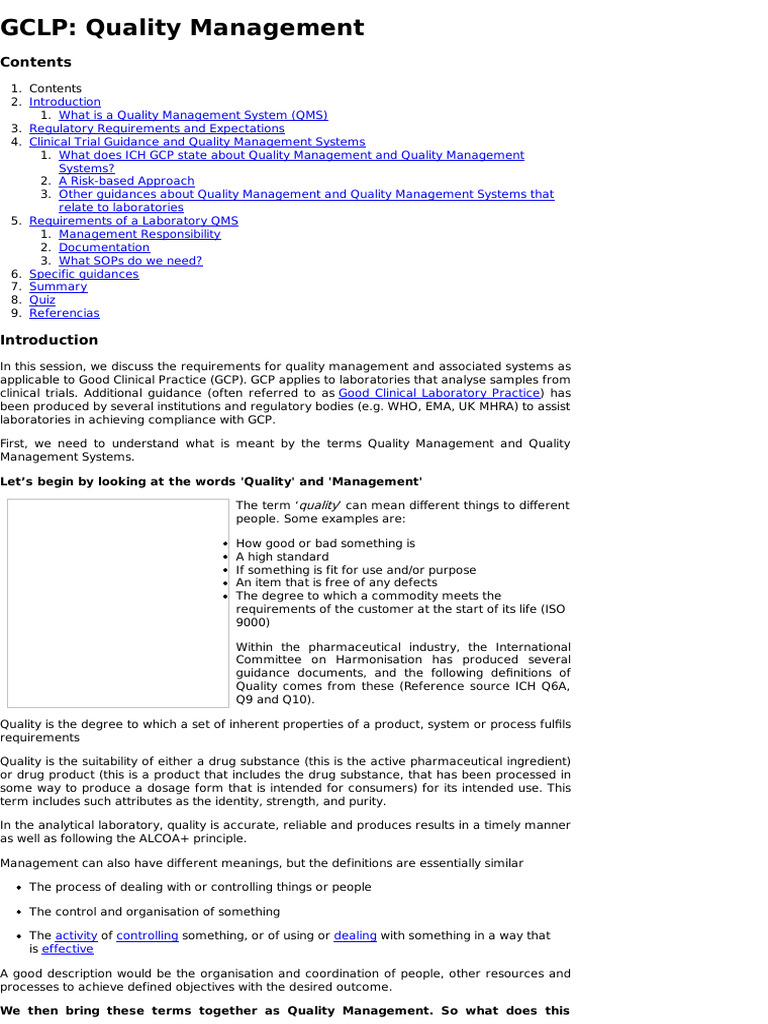 GCLP Quality Management | PDF | Quality Management System | Clinical Trial