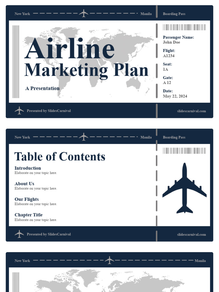 Boarding Pass Design Airline Marketing Plan Presentation | PDF