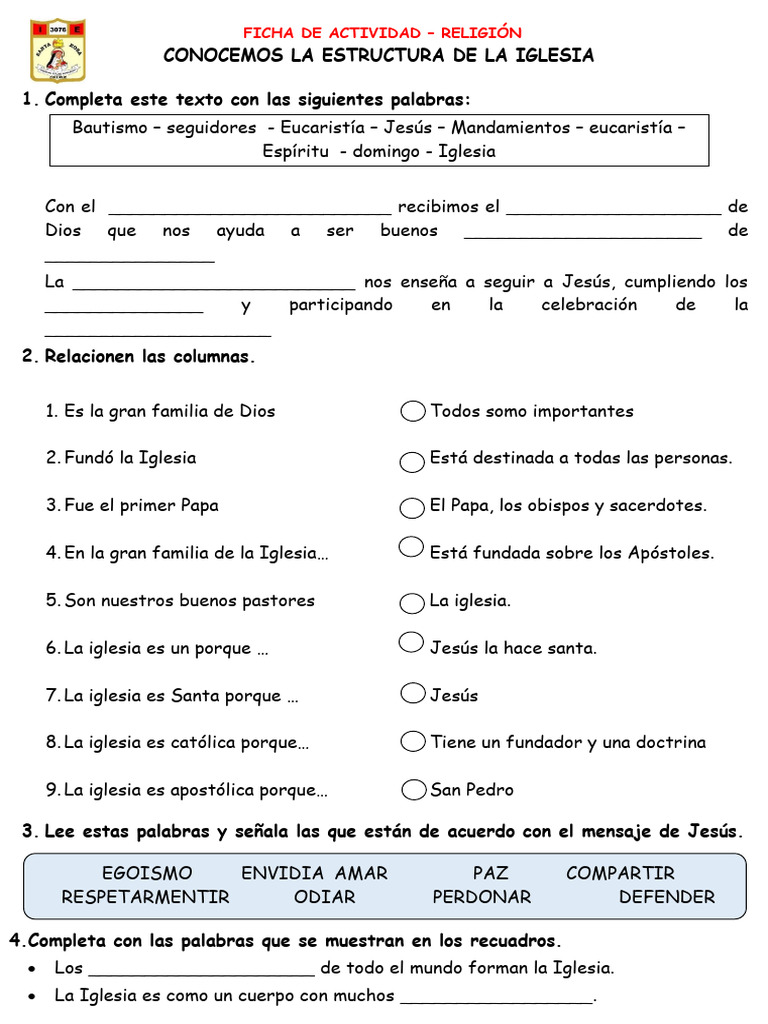 Ficha-Juev-Reli-Conocemos La Estructura de La Iglesia | PDF | Iglesia ... Ficha-Juev-Reli-Conocemos La Estructura de La Iglesia | PDF | Iglesia ...