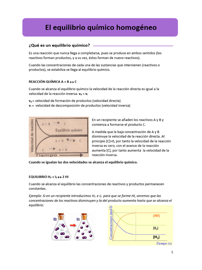 Equilibrio Químico Homogéneo: Conceptos y Aplicaciones | PDF ...