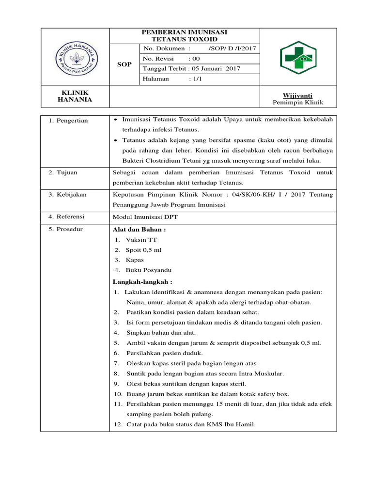 Cara Pemberian Imunisasi Tetanus | PDF | Pengembangan Diri | Kesehatan ...