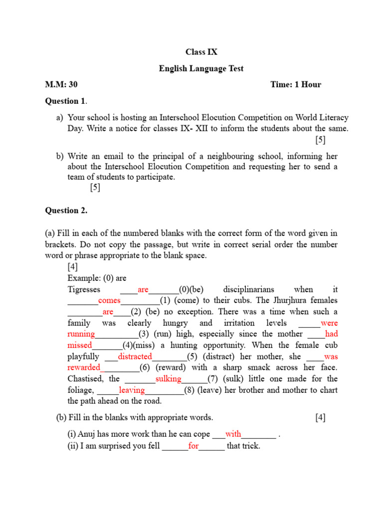 Answer Eng Lang Test | PDF