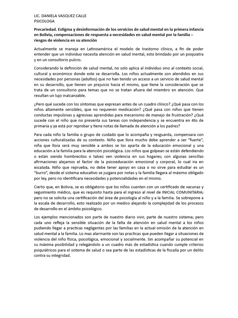 Niñez y Salud Mental | PDF | Salud mental | Sicología