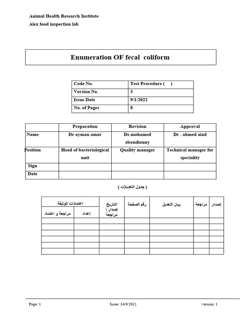 Fecal Coliform Food | PDF
