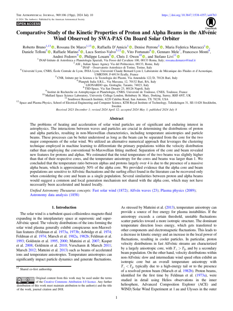 Comparative Study of The Kinetic Properties of Pro | PDF | Solar Wind ...