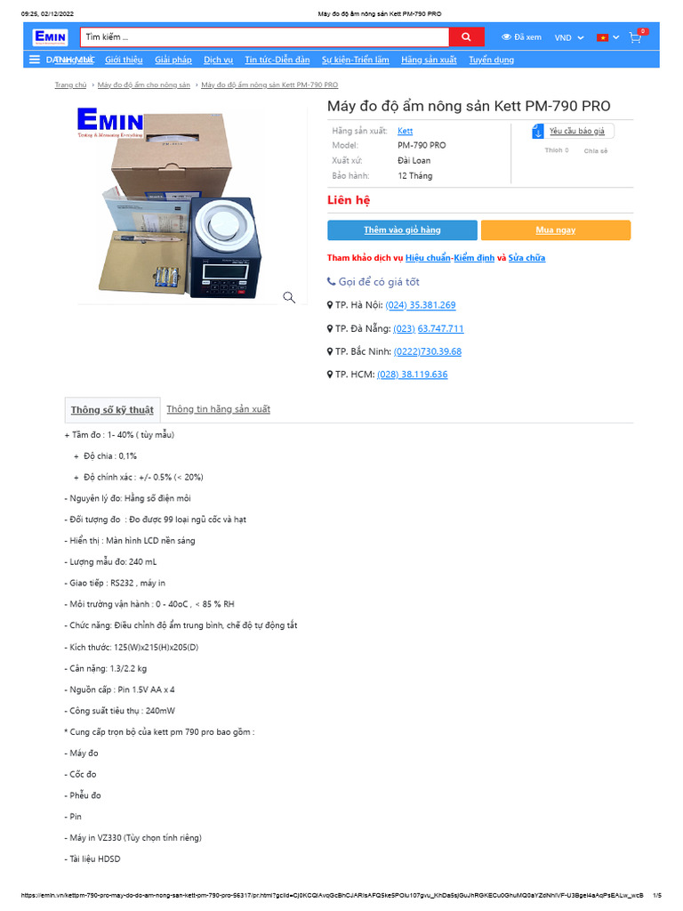 33. Máy đo độ ẩm nông sản Kett PM-790 PRO | PDF