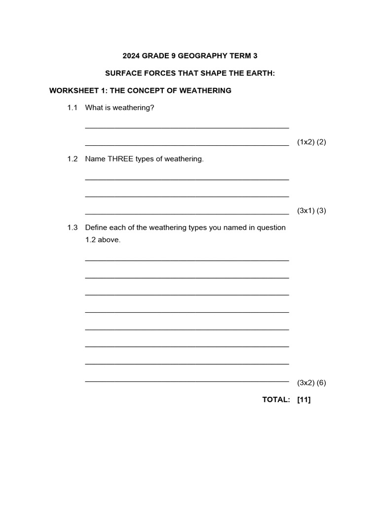 2024 GR 9 T3 Geography Worksheets | PDF | River | River Delta