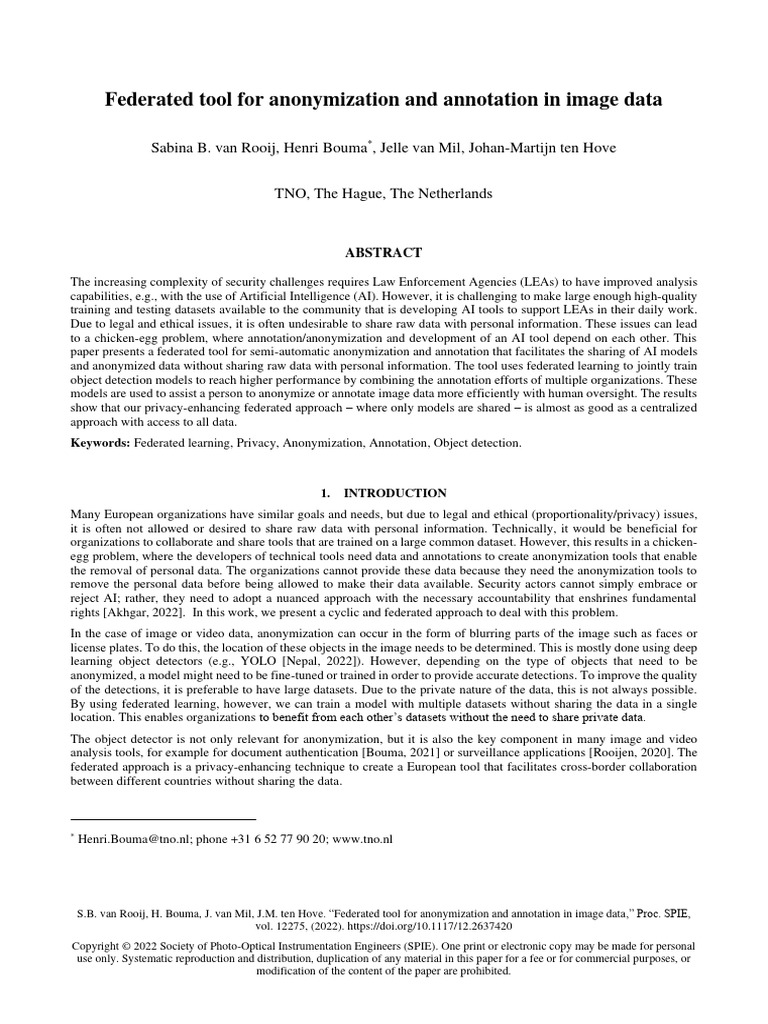 Federated Tool For Anonymization and Annotation in Image Data | PDF ...