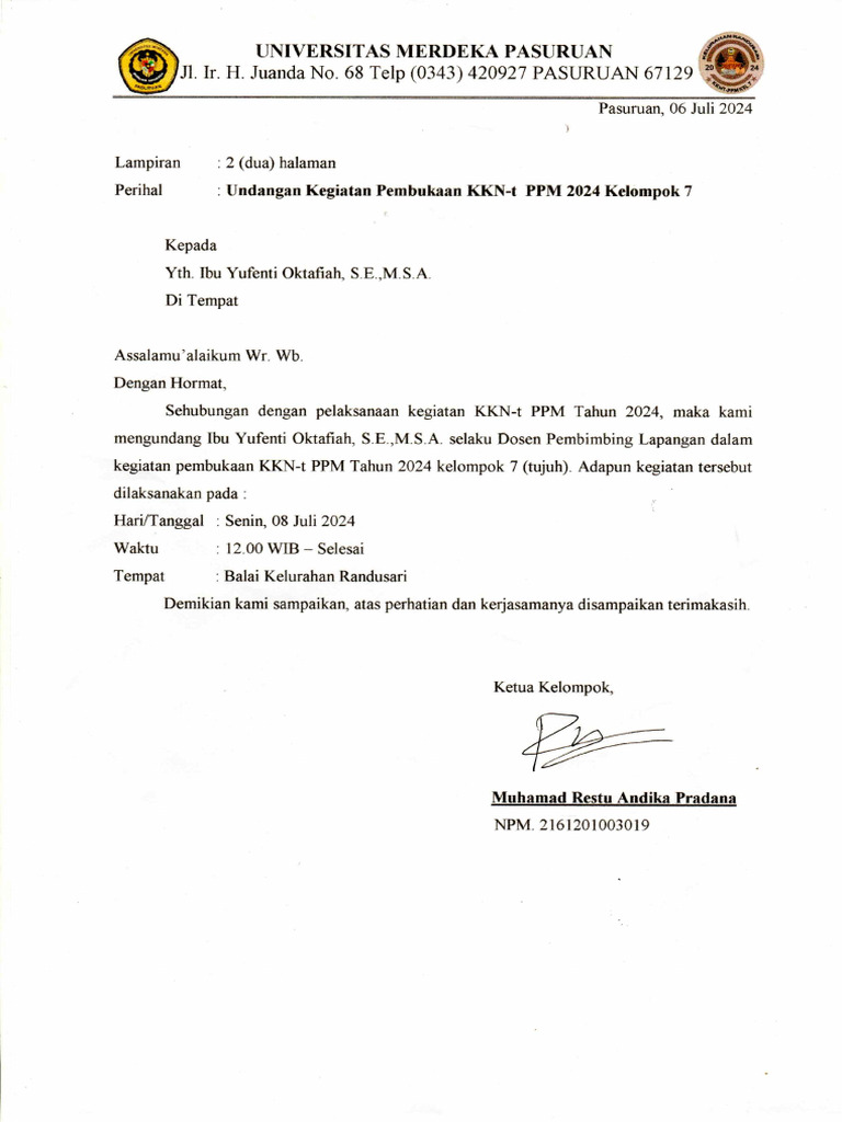 Surat Undangan DPL | PDF