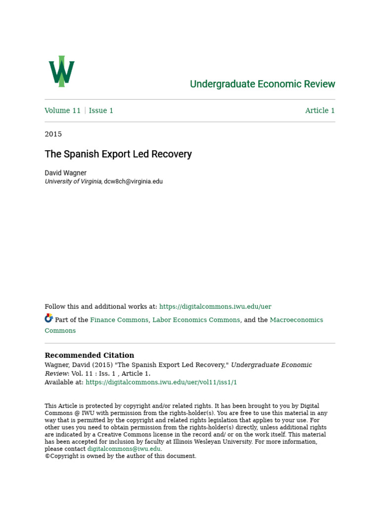 The Spanish Export Led Recovery | PDF | Government Budget Balance ...