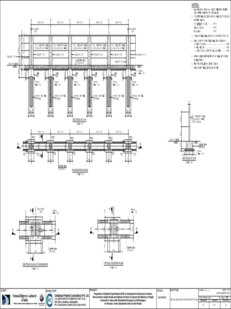 Boundary Wall Detail Drawings | PDF | Road Infrastructure | Road Transport