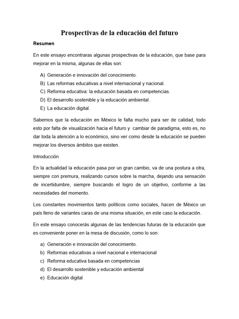Futuro de la Educación en México | PDF | Sustentabilidad | Desarrollo ...
