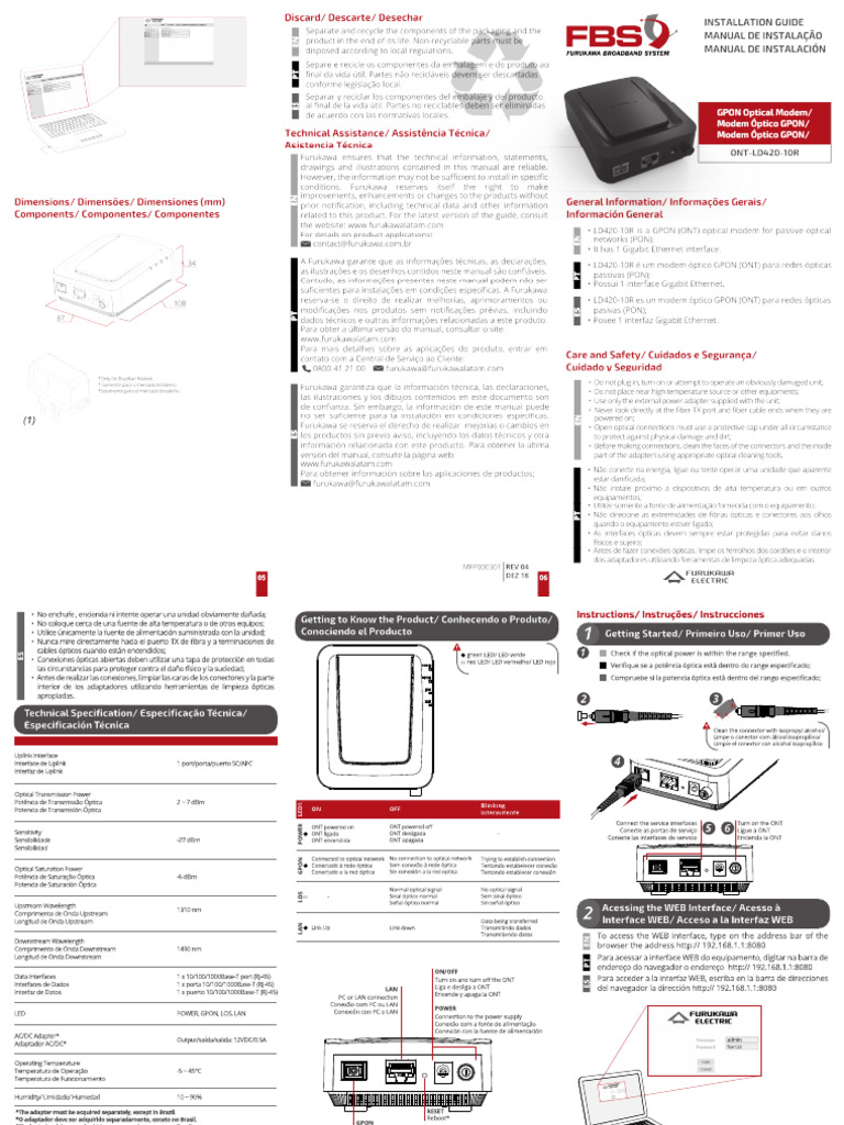 Furukawa - Onu LD420-10R | PDF