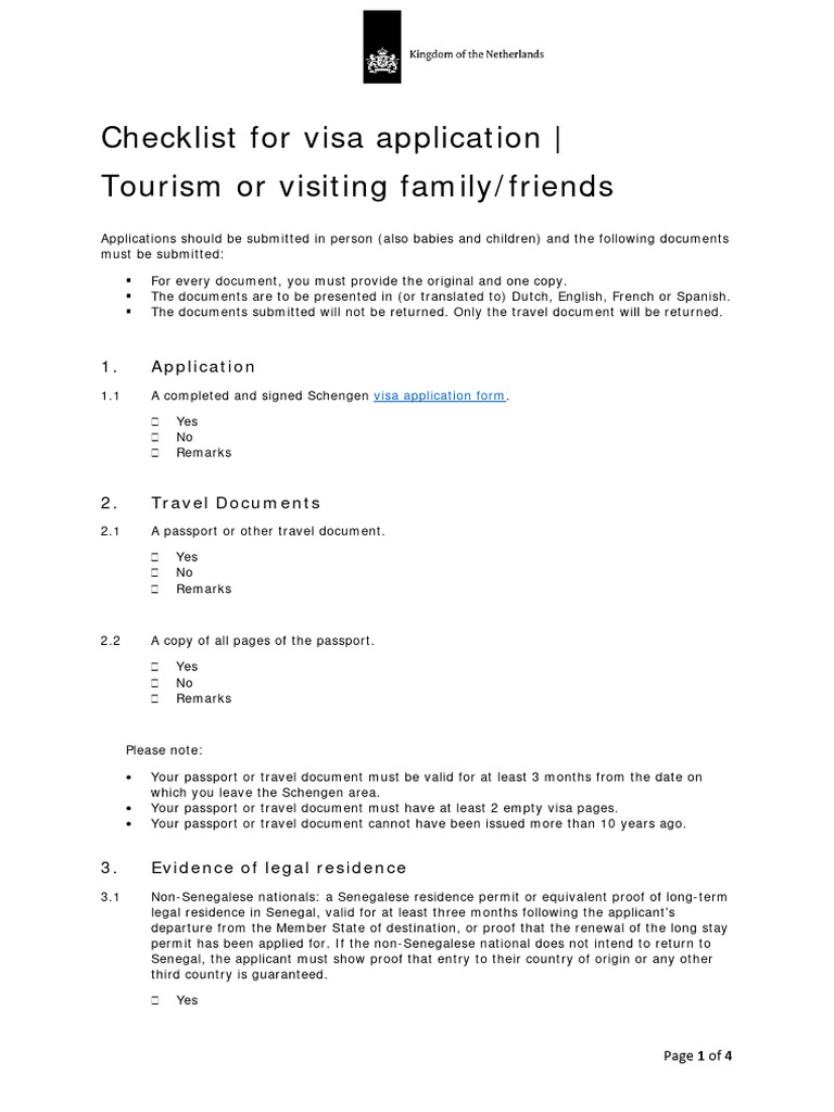 Schengen Visa Application Checklist | PDF | Travel Visa | Passport