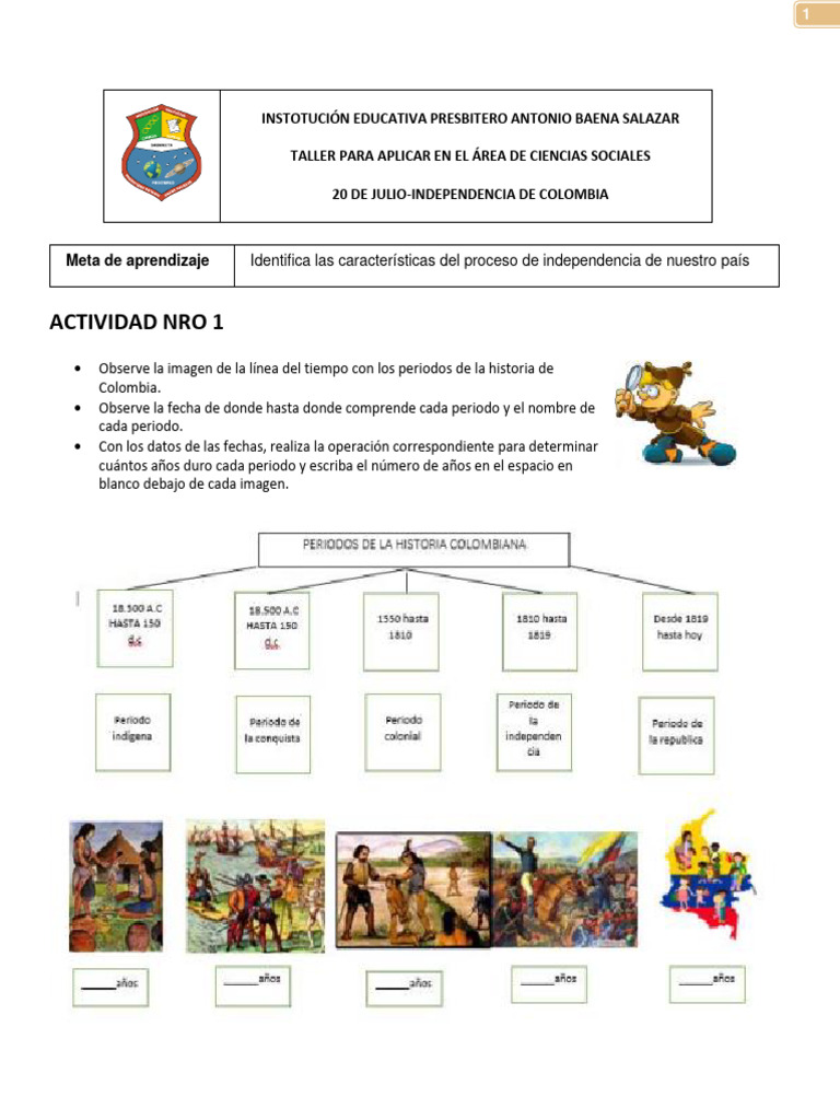 Taller sobre la Independencia de Colombia | PDF | Colombia