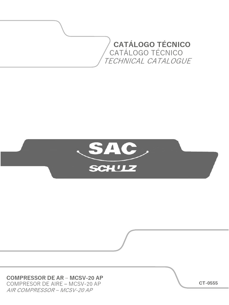 Compressor de Ar MCSV-20 AP: Manual Técnico | PDF | Válvula | Ferramentas