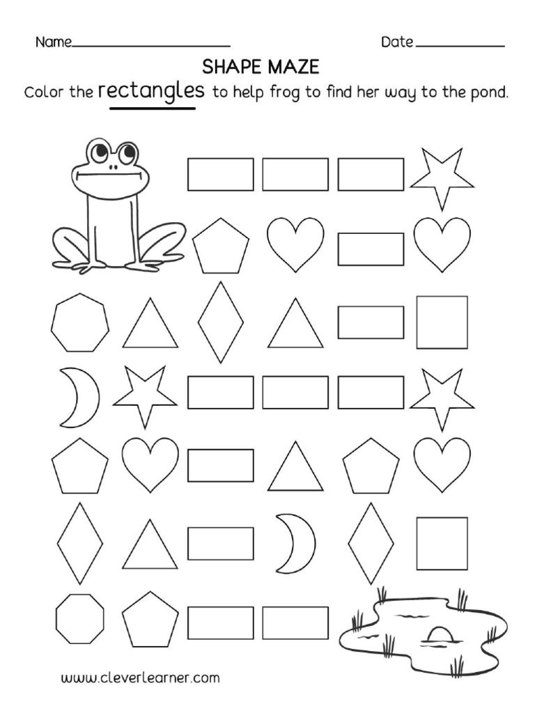 Preschool Rectangle Shape Maze Activity Worksheets 9 | PDF