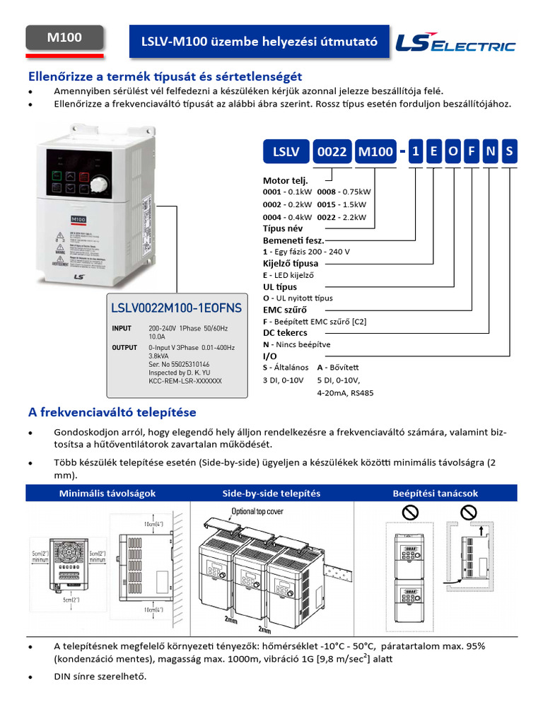 M100 Frekvenciaváltó QG | PDF