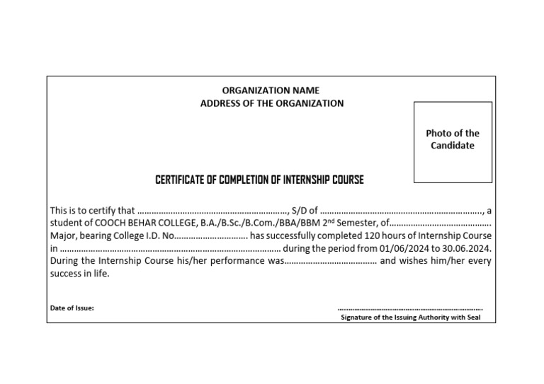 Intership Certificate Proforma | PDF