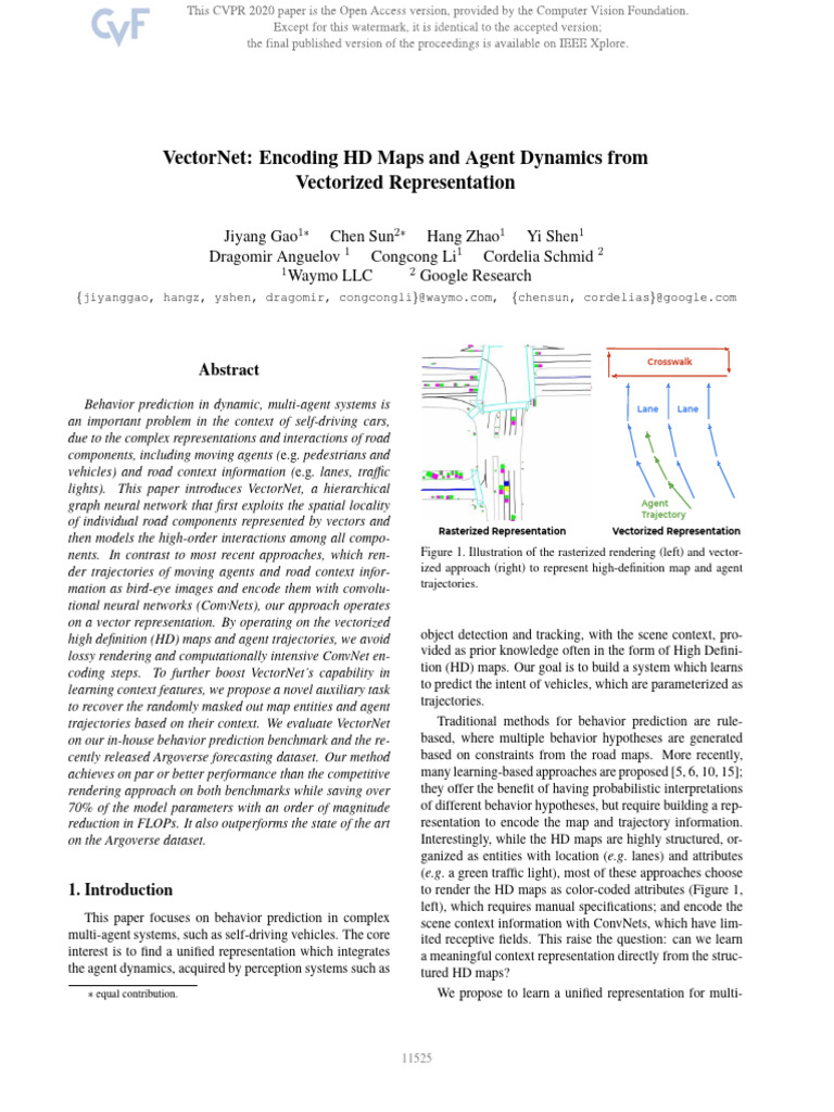 Gao VectorNet Encoding HD Maps and Agent Dynamics From Vectorized Representation CVPR 2020 Paper ...