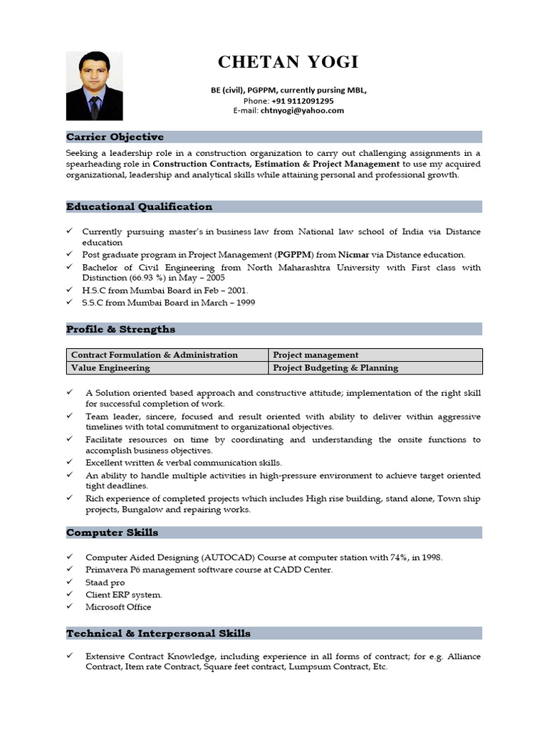 Chetan CV | PDF | Project Management | Business