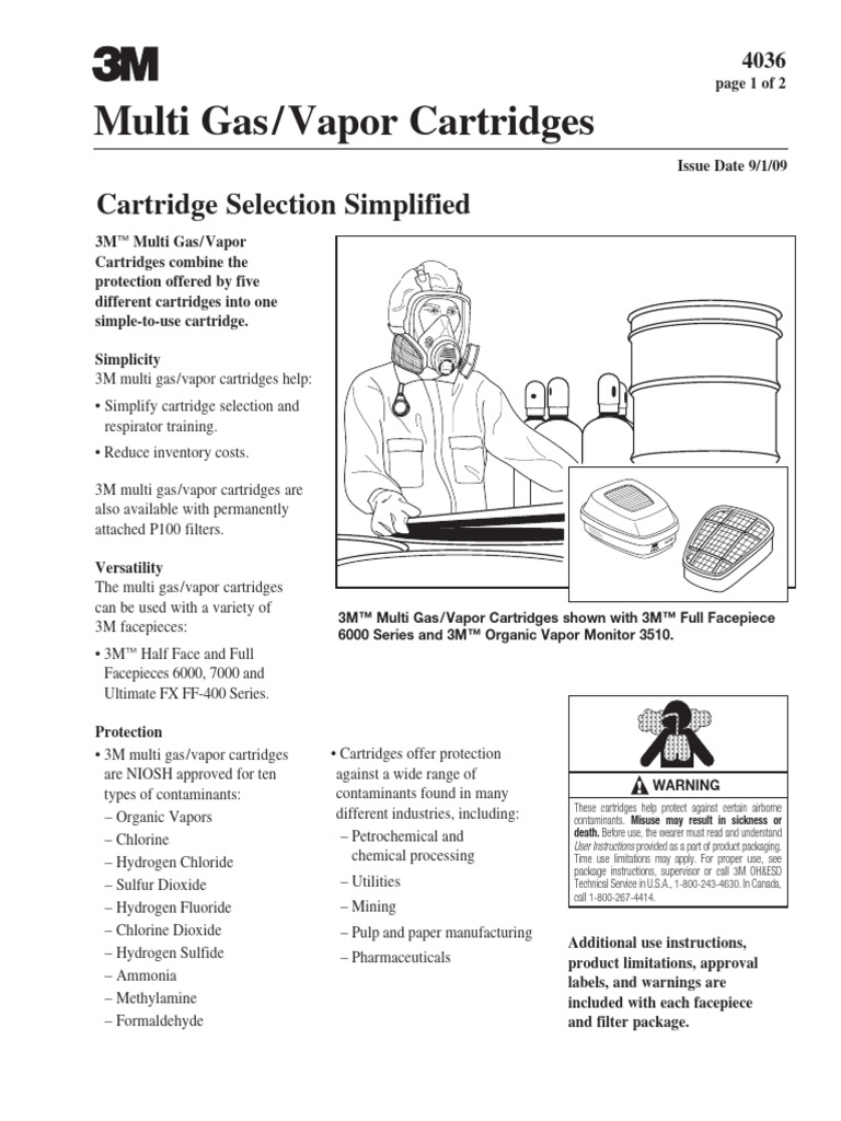 3m 60926 Multi Gas Vapor Cartridges Technical Info | PDF | Occupational ...