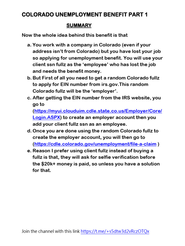 COLORADO Benefit Part1 Online Cashout Tutorials - TG ...