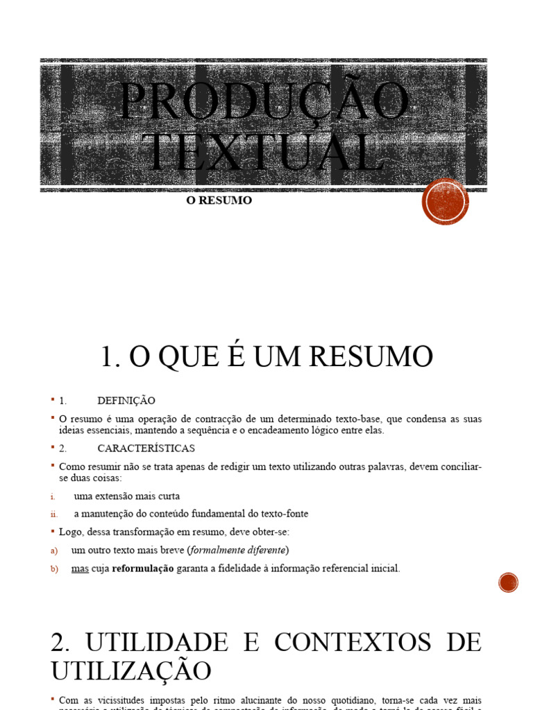 Produção Textual - Resumo | PDF | Informação | Discurso