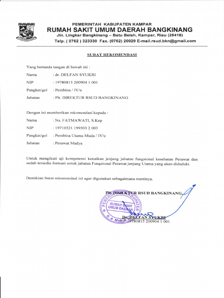 Surat Rekomendasi Unit Kerja | PDF