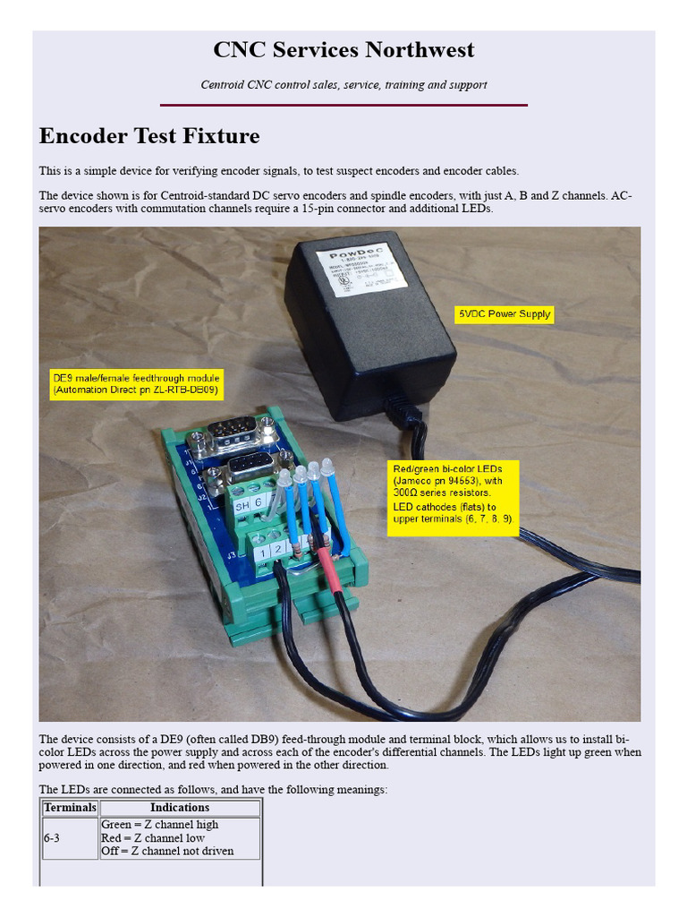 CNC Services Northwest - Encoder Test Fixture | PDF | Light Emitting ...