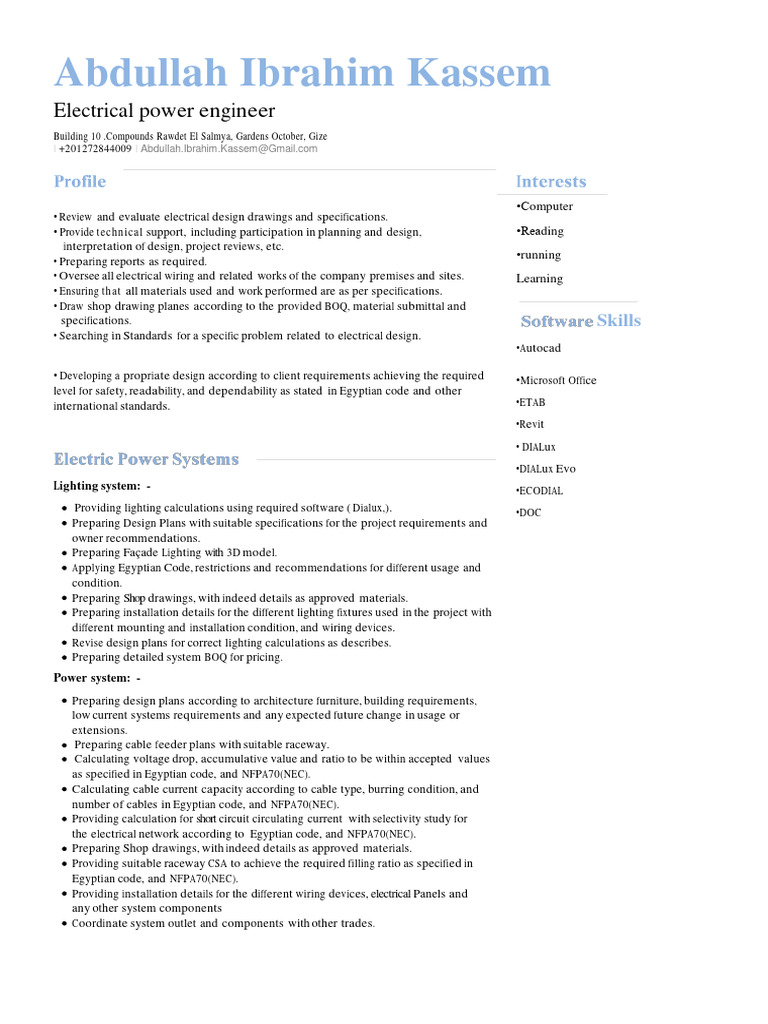 Abdullah I.Kassem-2 | PDF | Electrical Wiring | Specification ...
