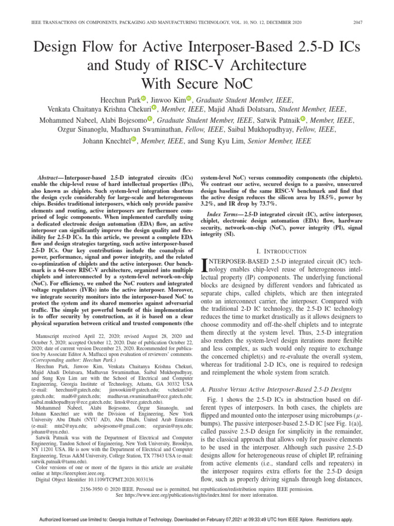 Design Flow For Active Interposer Based | PDF | Integrated Circuit | Spice
