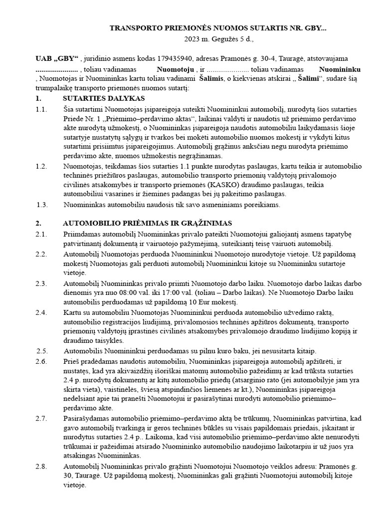 Gby Sutarties Sablonas | PDF