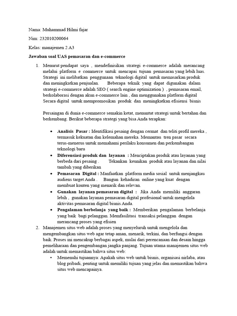 Uas Pemasaran 2024 | PDF | Bisnis