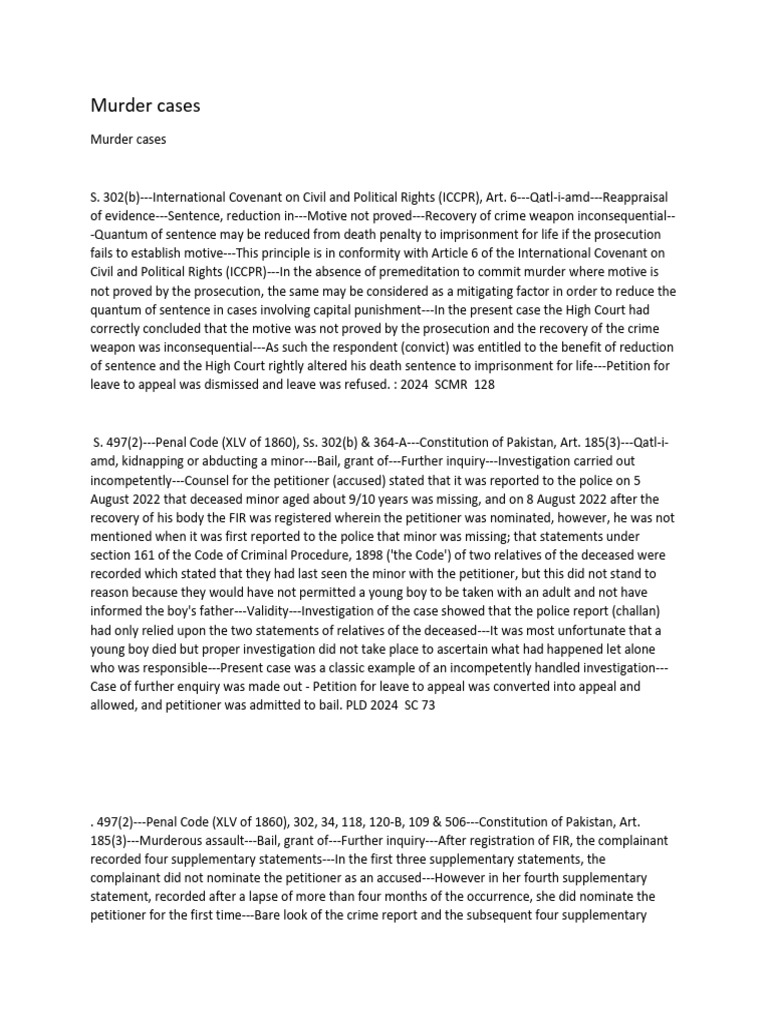 Legal Analysis of Murder Case Sentences | PDF | Bail | Witness