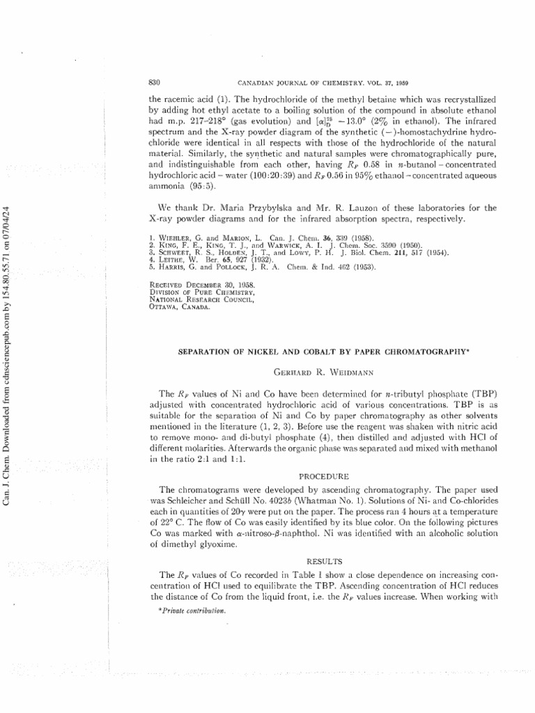 Weidmann 2011 Separation of Nickel and Cobalt by Paper Chromatography ...