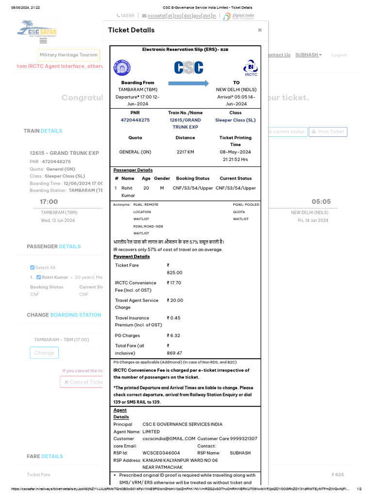 Rohit Kumar ticket | PDF | Service Industries