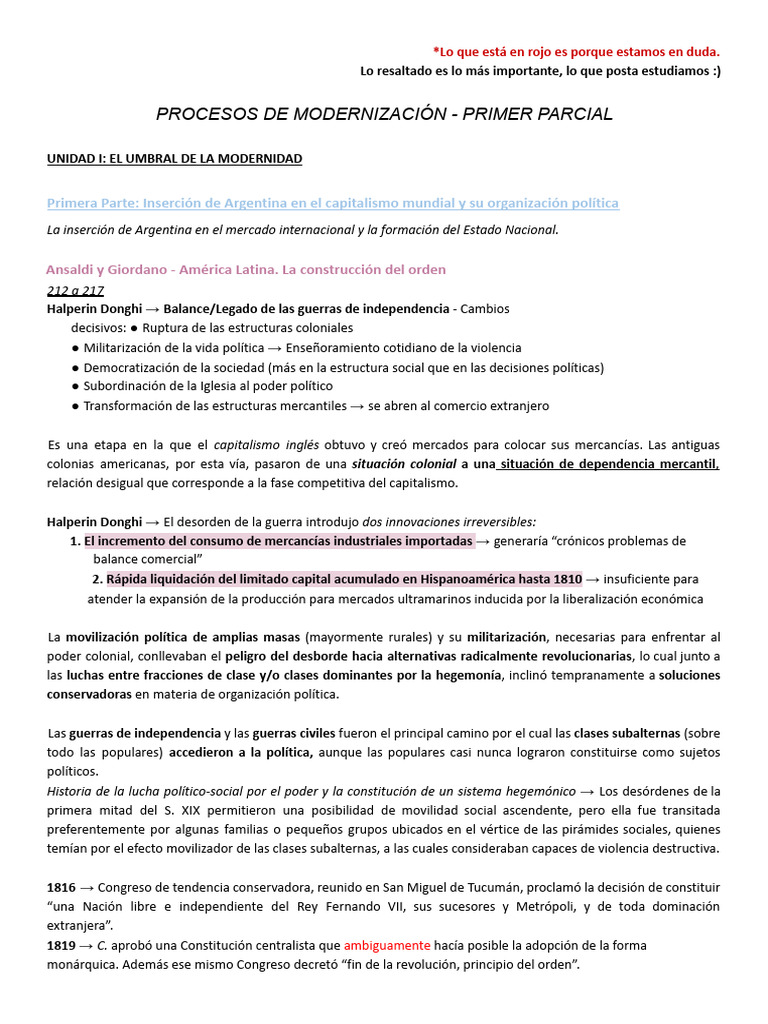 Resumen Procesos - Primer Parcial | PDF | Capitalismo | Nación