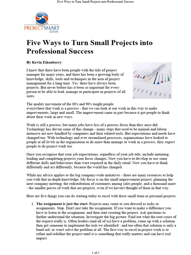 Five Ways To Turn Small Projects Into Professional Success | PDF ...